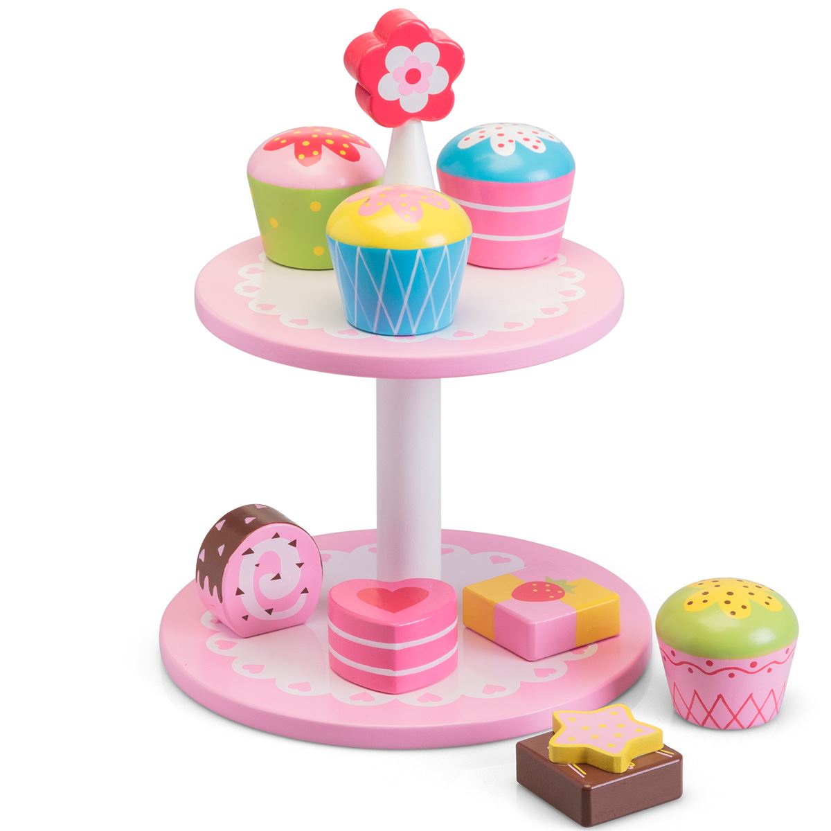 Wooden Flower Cake Stand | Wooden Play Food | Mulberry Bush