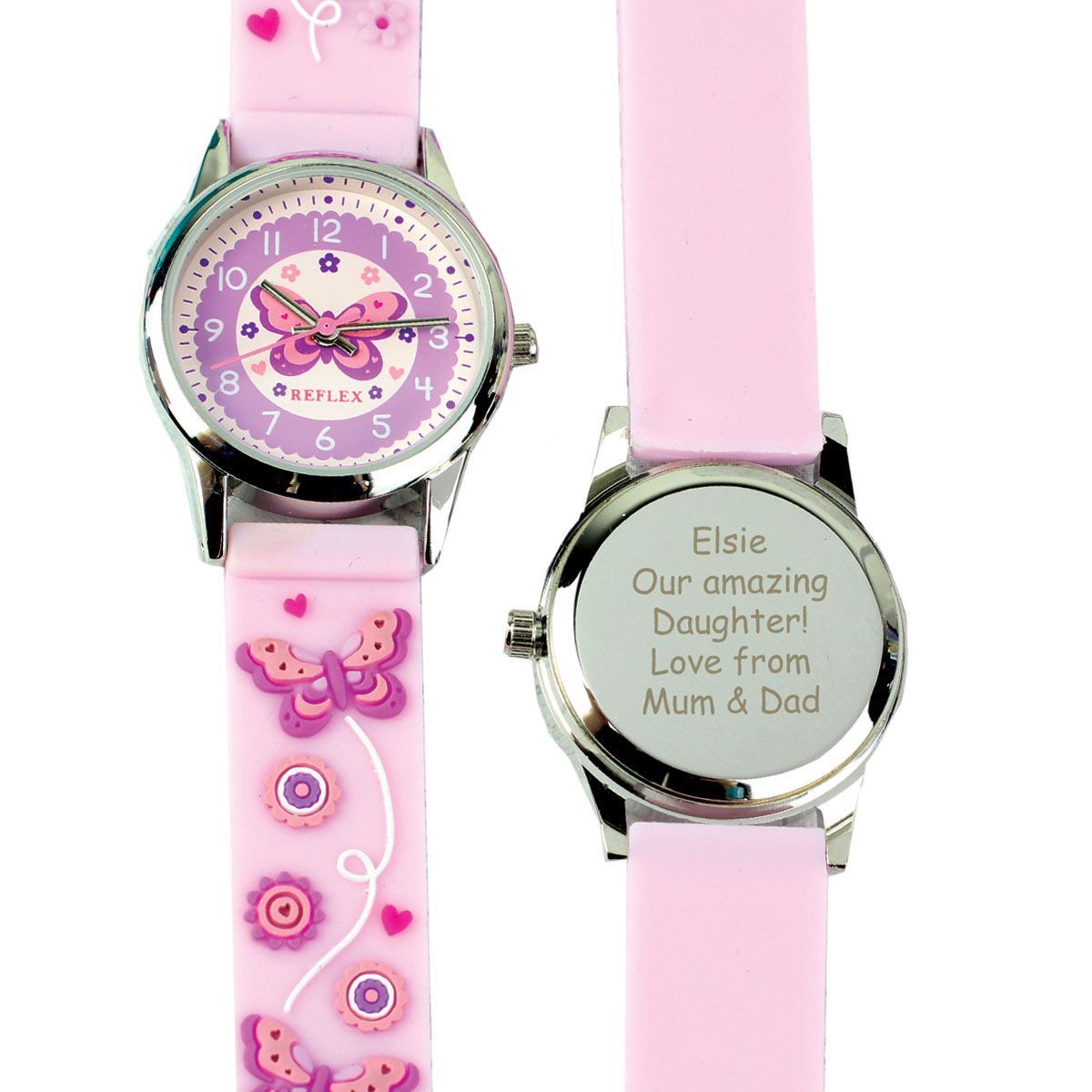 Personalised Pink Butterfly Watch at Mulberry Bush
