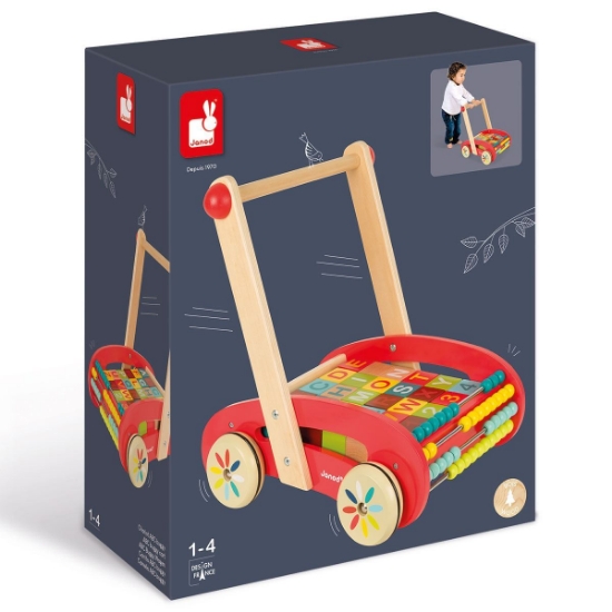 ABC Buggy Cart Baby Walker | Janod | Wooden Baby Walkers
