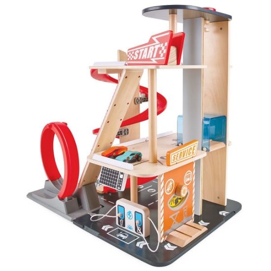 Gearhead Stunt Garage | Hape | Wooden Toy Garages