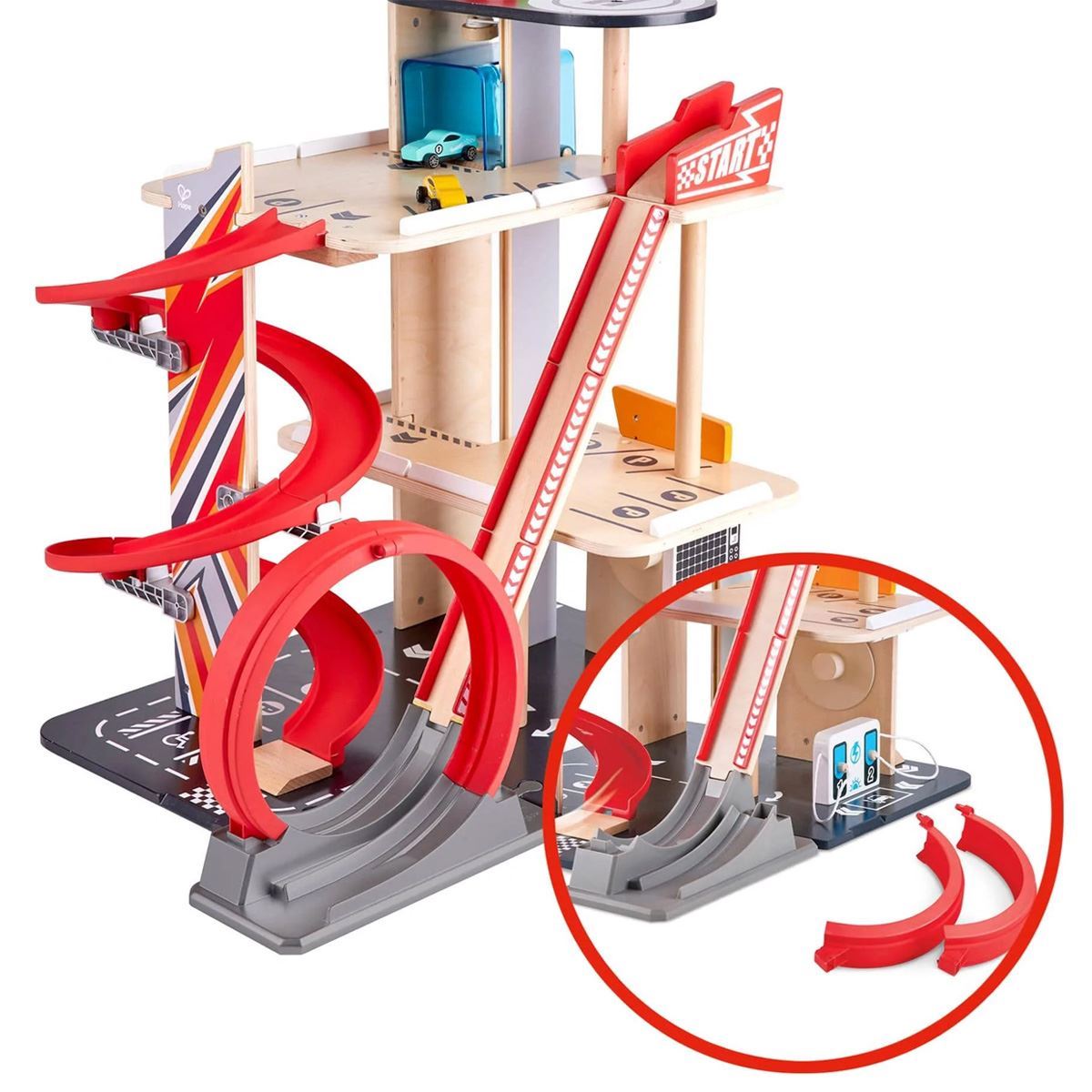 Gearhead Stunt Garage | Hape | Wooden Toy Garages