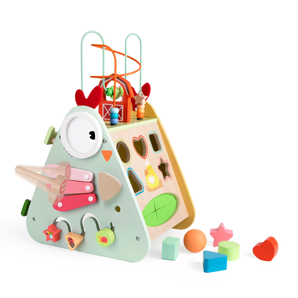 Happy Hen Activity Box - Wooden Activity Centres and Cubes