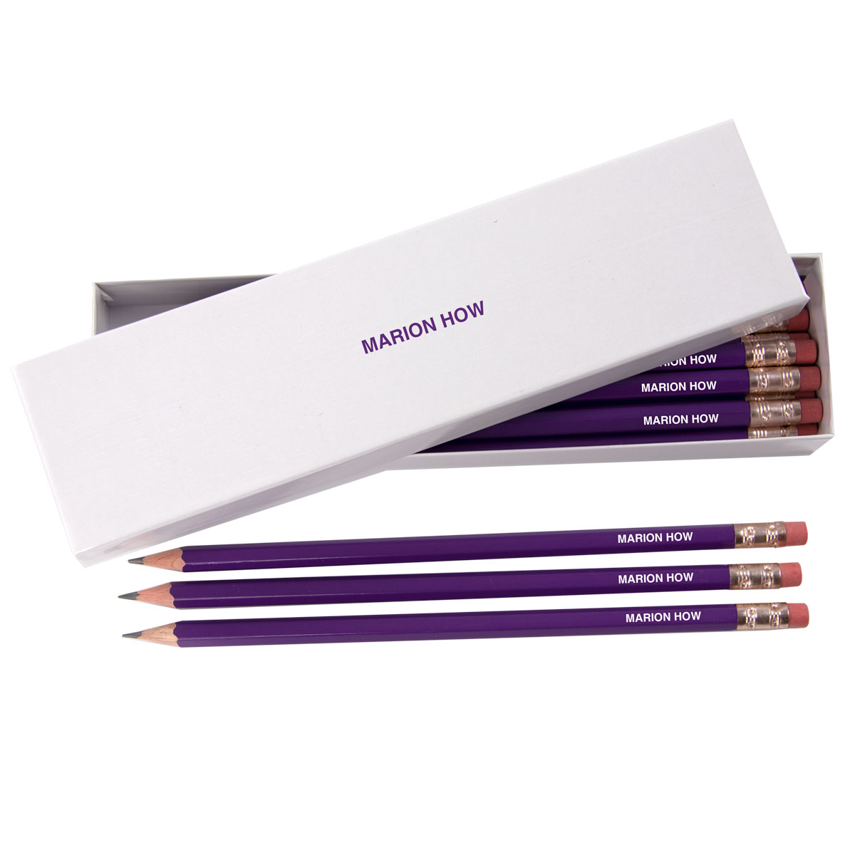 Personalised HB Pencils in White Box