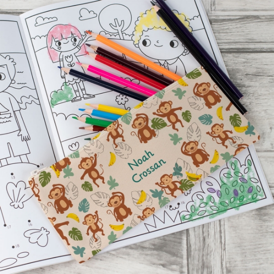 Personalised Canvas Pencil Case - Cheeky Monkey