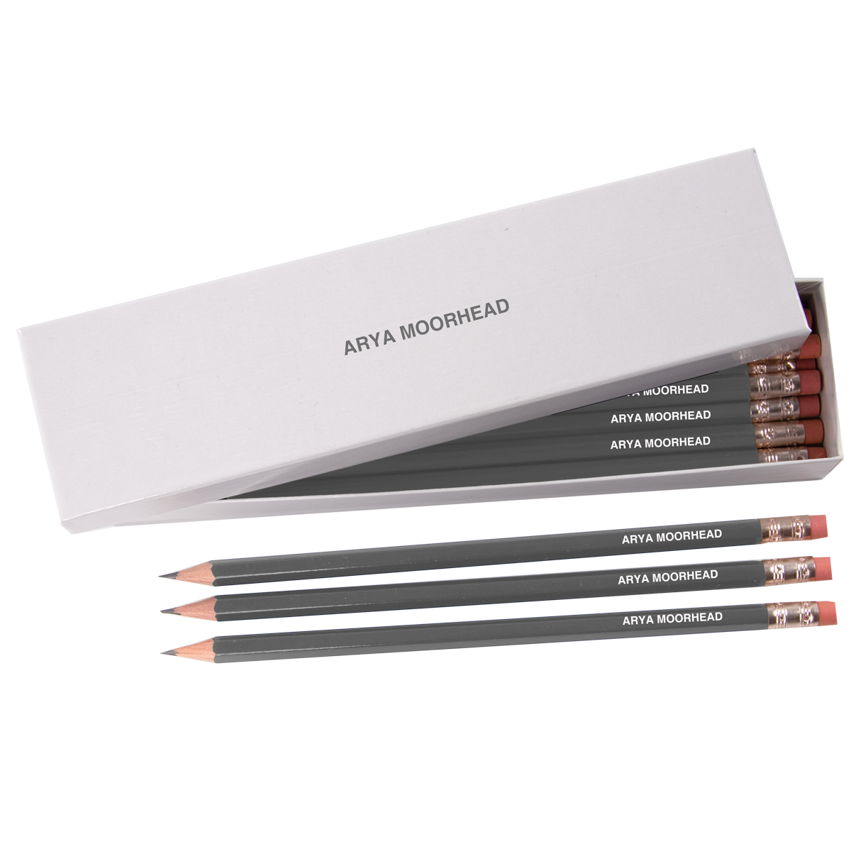 Personalised HB Pencils in White Box